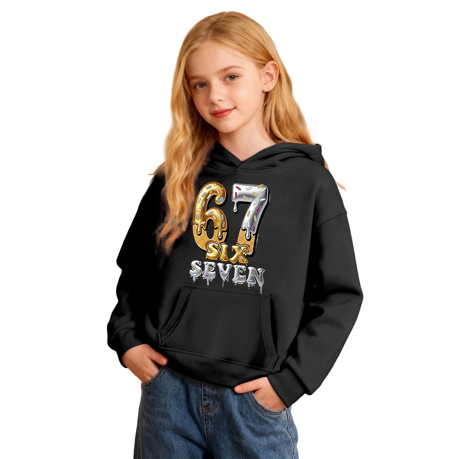 67 Meme Hoodie Girls Loose Preppy Ultra-Soft 6 7 Hooded Sweatshirts St ...