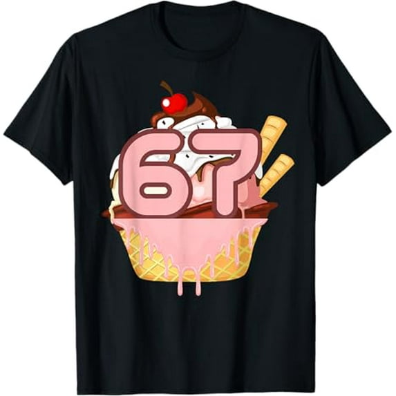 67 Meme Ice Cream Drip Six Seven Gen Alpha Slang Vibes T-Shirt ...