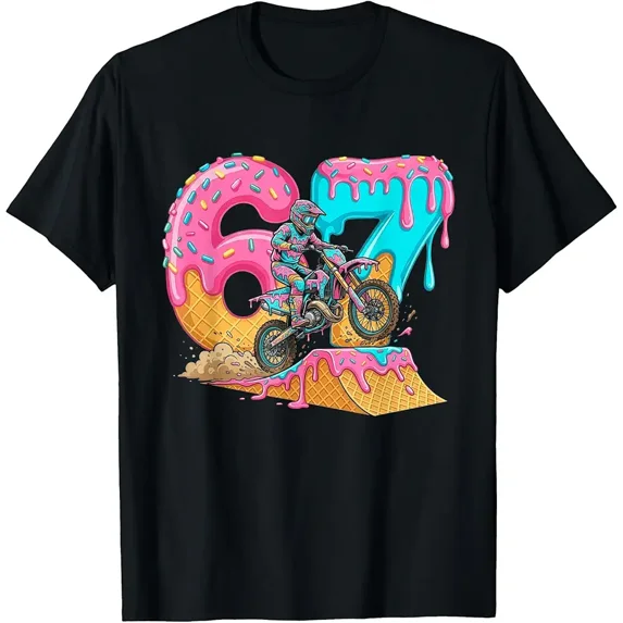 67 Meme Motocross Dirt Bike Drip Funny Number Six Seven T-Shirt ...