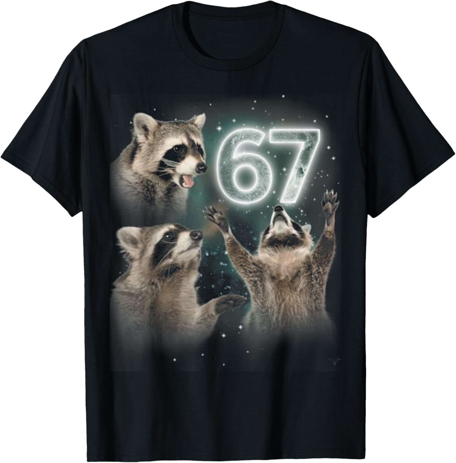 67 Meme Racoon Howling at The Moon 67 T-Shirt 6 7 Halloween T-Shirt ...