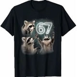 67 Meme Racoon Howling at The Moon Six Seven Trash Pandas T-Shirt ...