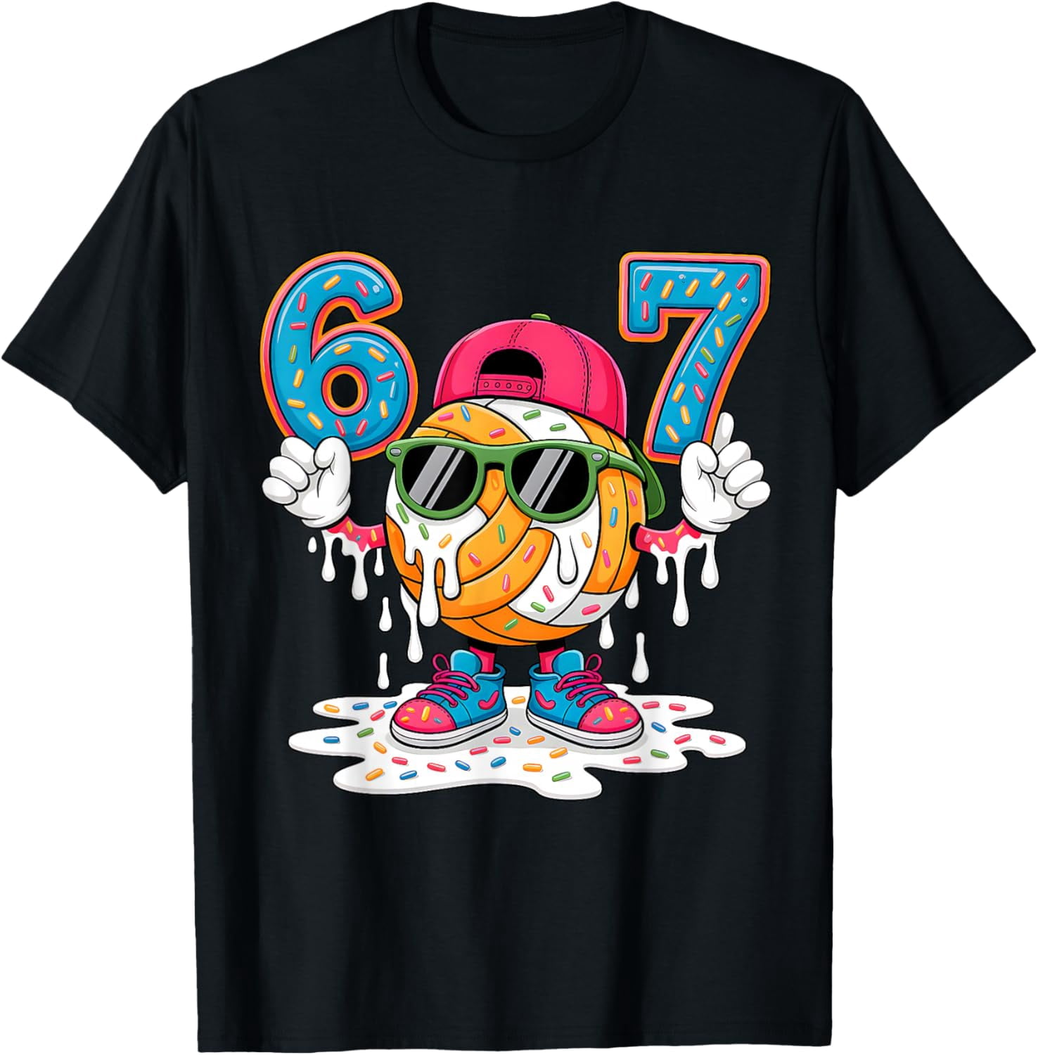 67 Meme Six Seven 6 7 Meme Funny Basketball Ice Cream Drip T-Shirt ...