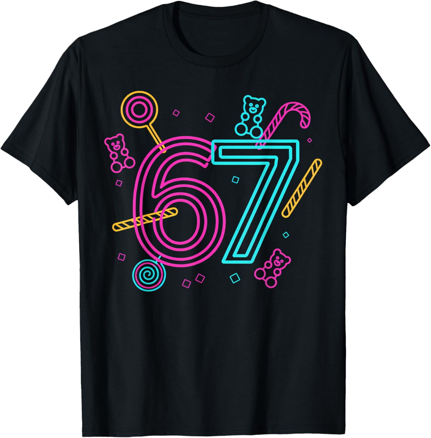 67 Meme Six Seven Candy 6 7 adult T-Shirt - Walmart.com