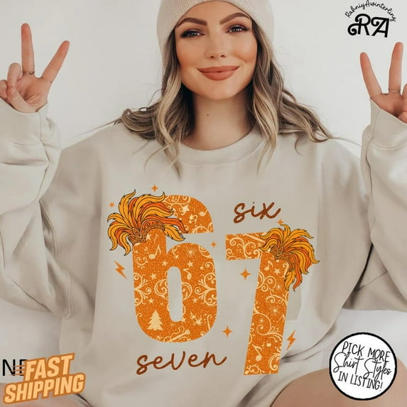 67 Meme Sweatshirt, Retro Coquette Number Sweatshirt, Viral Trendy ...