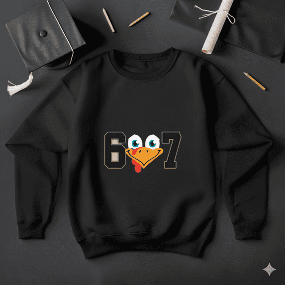 67 Meme Thanksgiving Turkey Runner Funny Six Seven Humor Sweatshirt, up ...