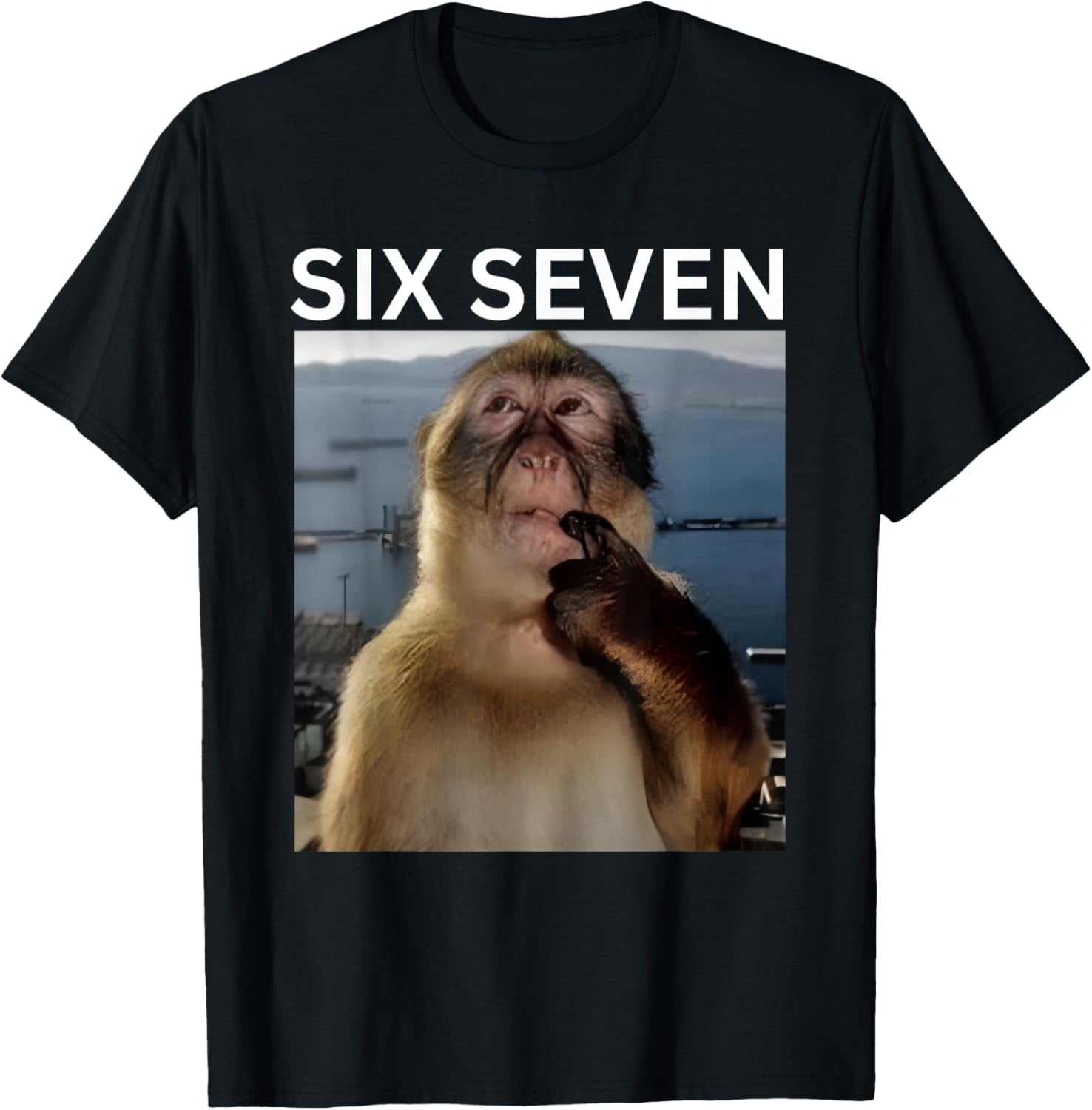 67 Meme Thinking Monkey Meme Six Seven Alpha Slang 6 7 Meme T-Shirt ...