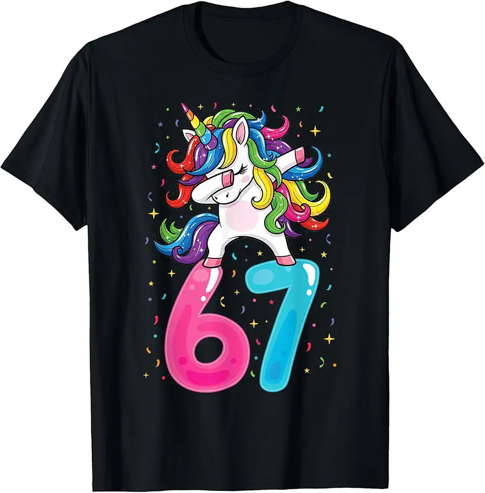67 Meme Unicorn for Girls Six Seven Gen Alpha Brainrot Kids T-Shirt ...