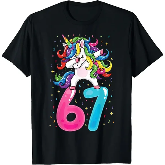67 Meme Unicorn for Girls Six Seven Gen Alpha Brainrot Kids T-Shirt ...