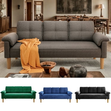 Baxton Studio Arvid Mid-Century Modern Gray Fabric Upholstered 2-Piece ...