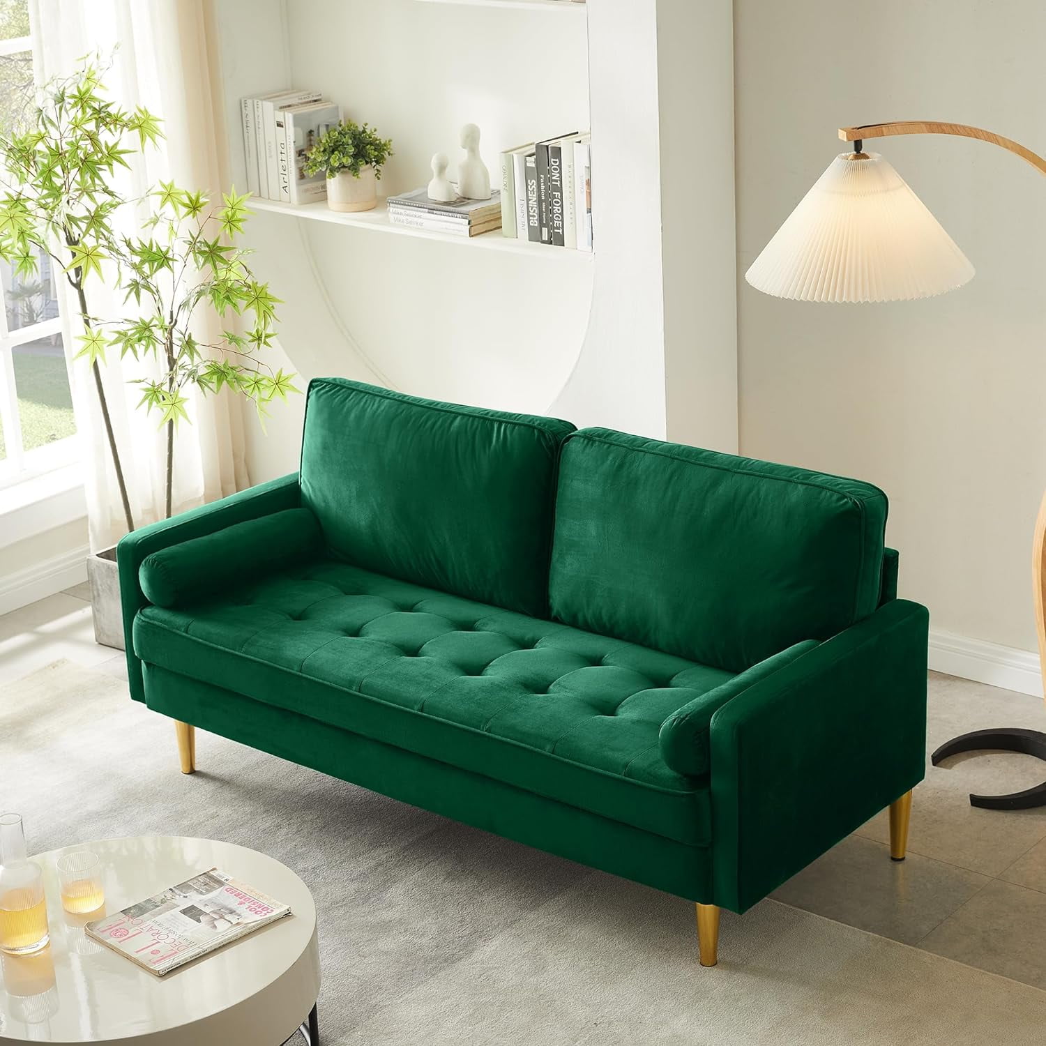 Szlizccc 67 Modern Velvet Loveseat Sofa Mid Century Tufted