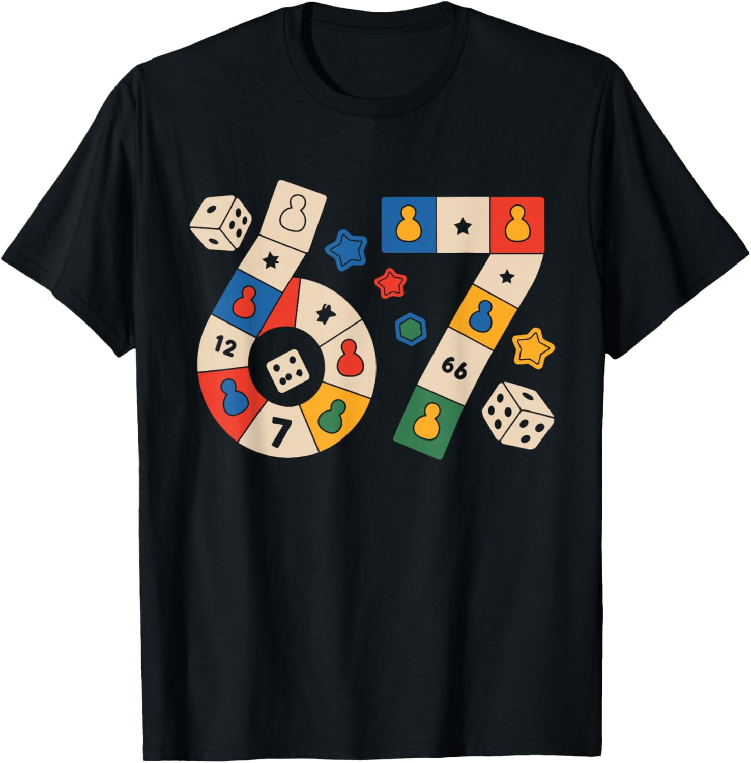 67 Number 6 7 Meme Six Seven Students Board Games Gaming T-Shirt ...