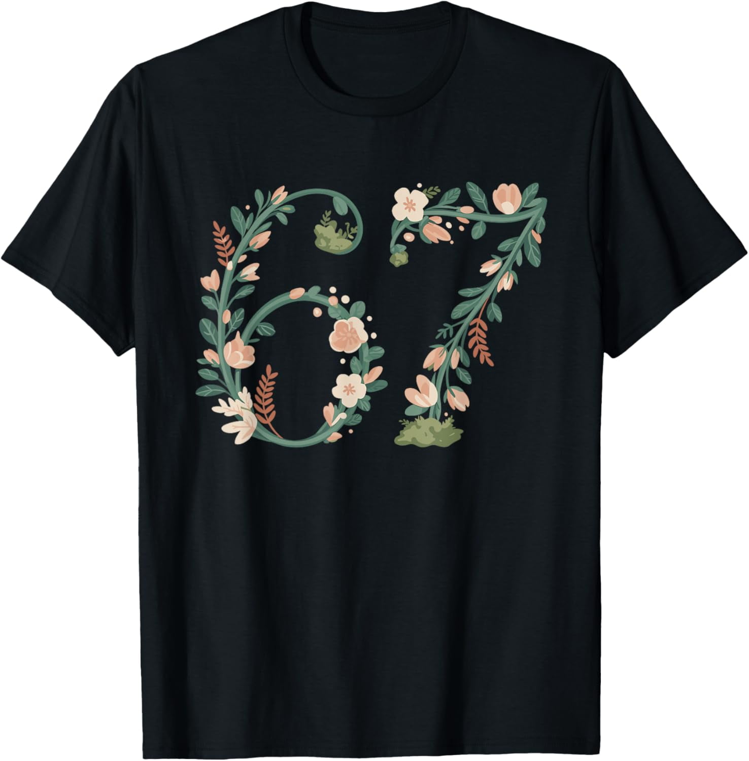 67 Number 6 7 Meme Six Seven Students Teachers adult Floral T-Shirt ...