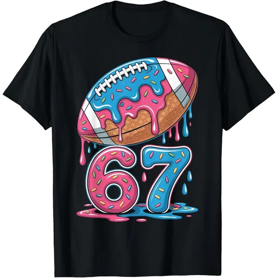 67 Number 67th Sports American Football Ice Cream Drip T-Shirt ...
