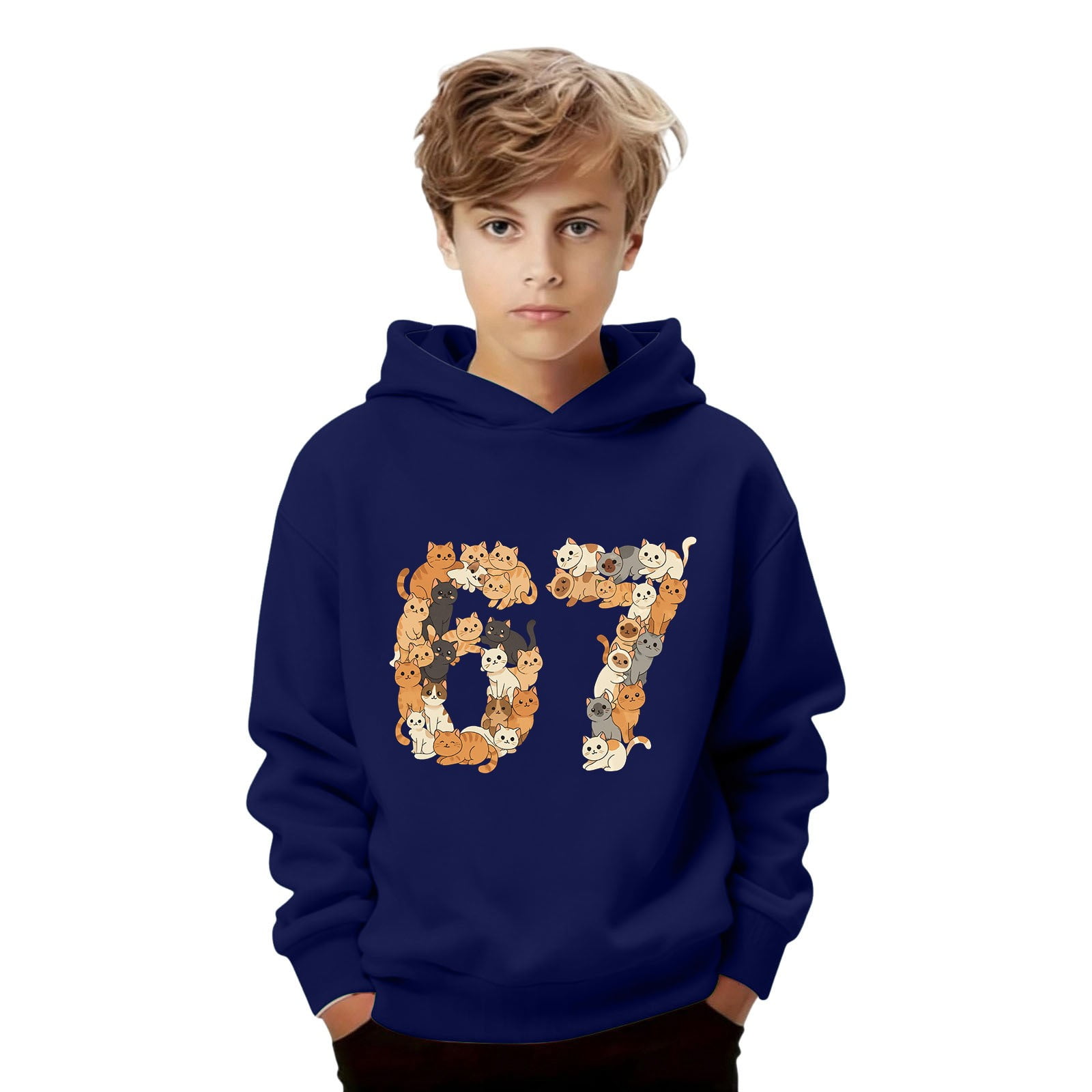 67 Number Hoodies for Boys Unisex Warm Winter Sweatshirts Long Sleeve ...