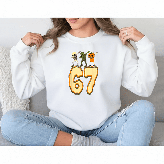 67 Number Meme Funny Halloween Gen Alpha Viral Humor Sweatshirt V10402 ...