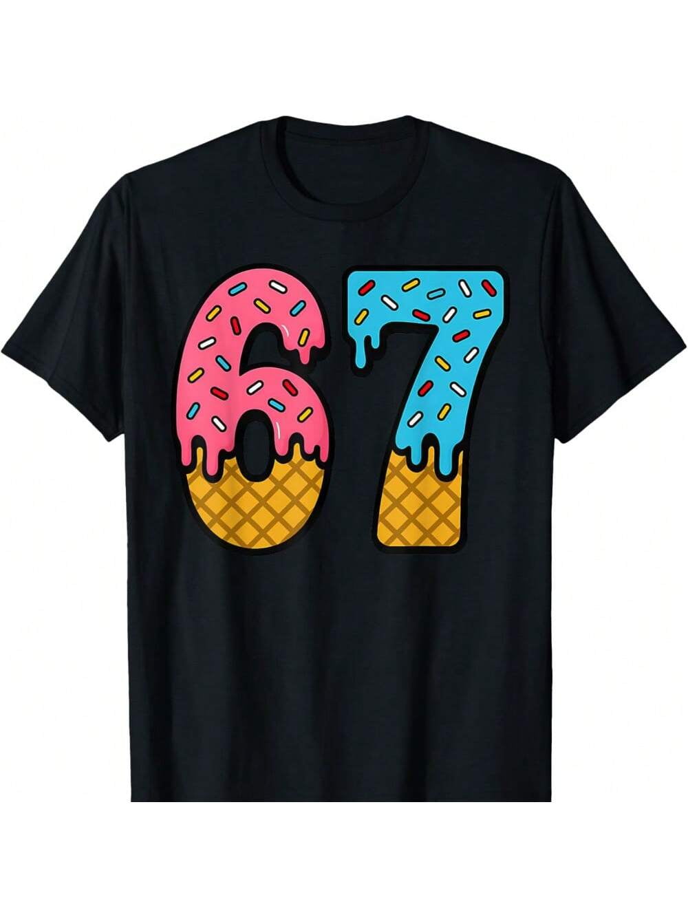 67 Number Six Seven Alpha Slang Ice Cream Drip Funny Meme T-Shirt,100% ...