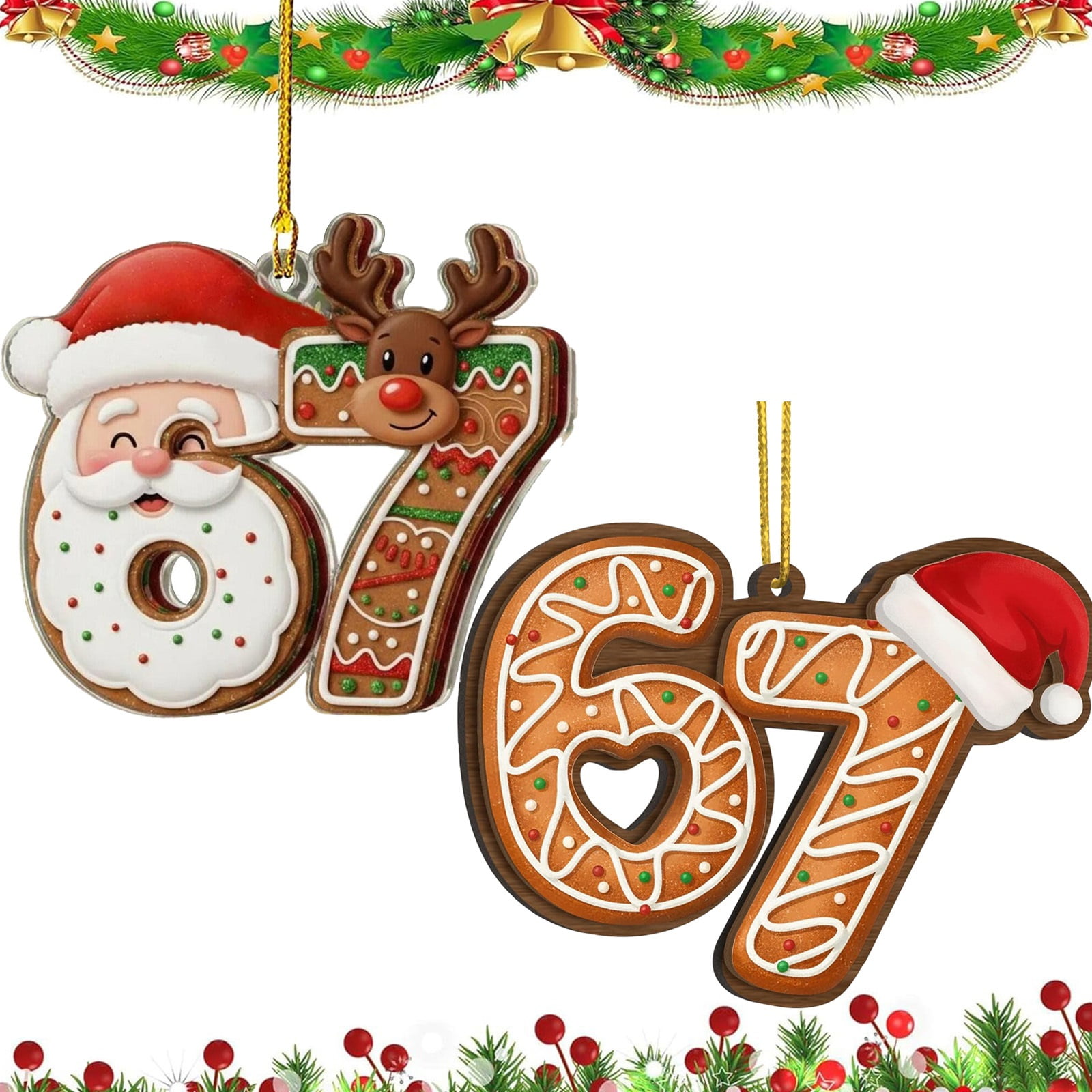 67 Ornament, 67 Christmas Ornament, Funny Six Seven Meme Ornament Decor, Durable Material & Fade ...