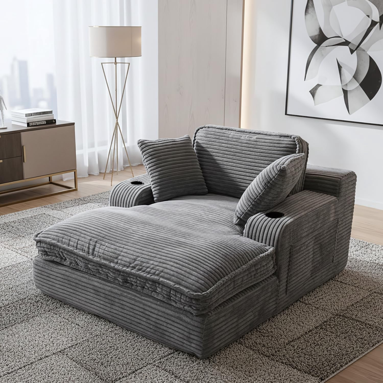 67" Oversized Chaise Lounge Chair Indoor, Soft Boneless Cloud Couch ...