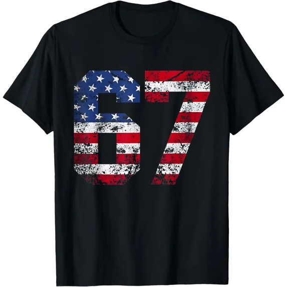 67 Patriotic Stars Meme Funny Six Seven Gen Alpha Slang Unisex T-Shirt ...