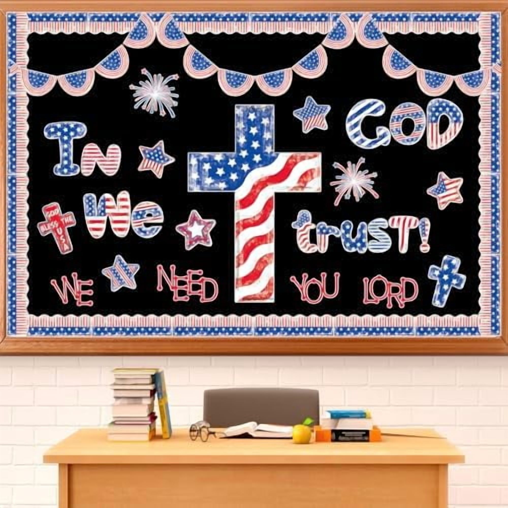 67 Pcs 4th of July Bulletin Board Decoration Set Patriotic Cross Cut ...