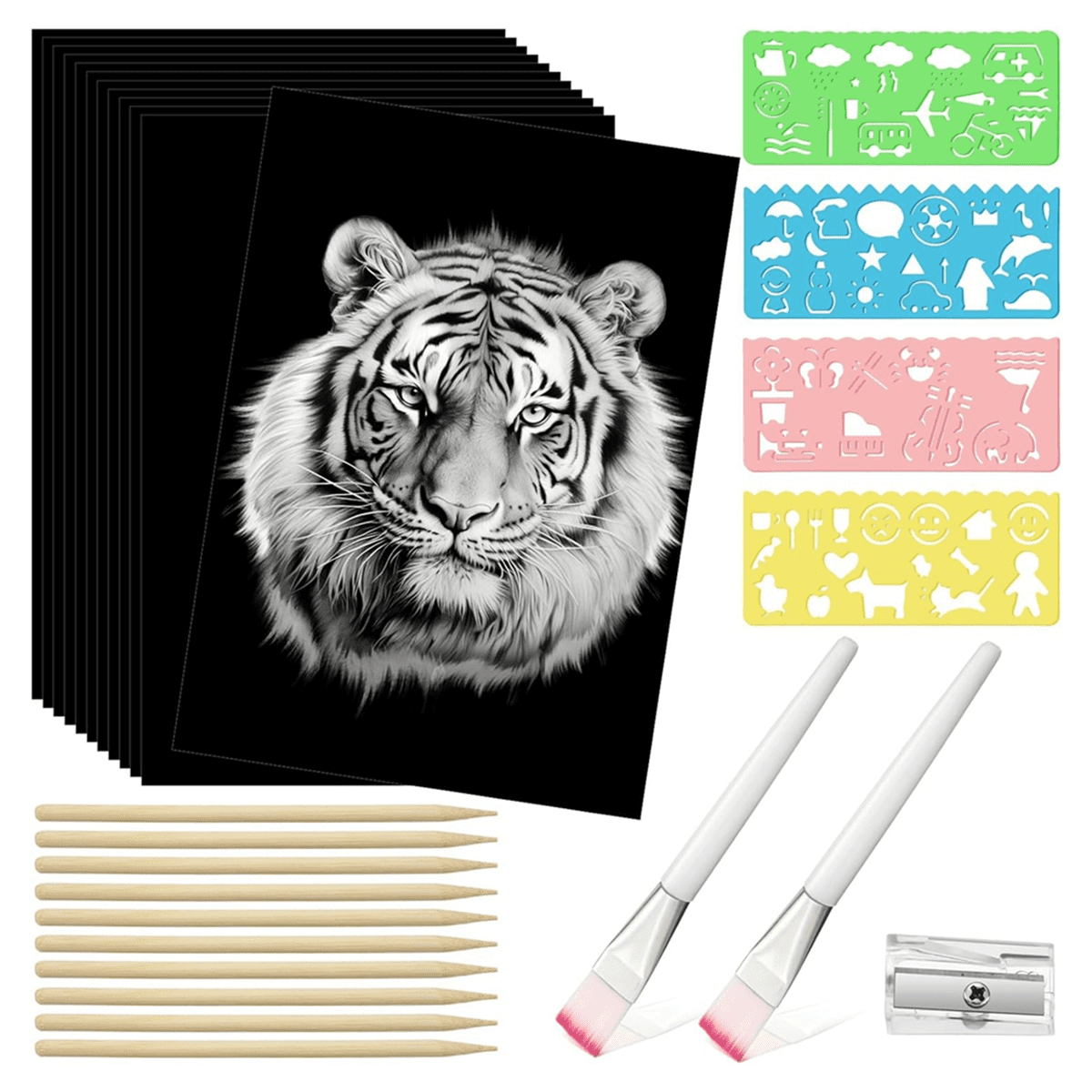 67 Pcs Scratch Paper Art Set Kids Adults Scratchboard Craft Kits 50 ...