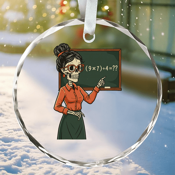 67 Pemdas Elementary Math Teacher Brainrot Joke 3 Ornament Home Decoration, Crystal Glass ...