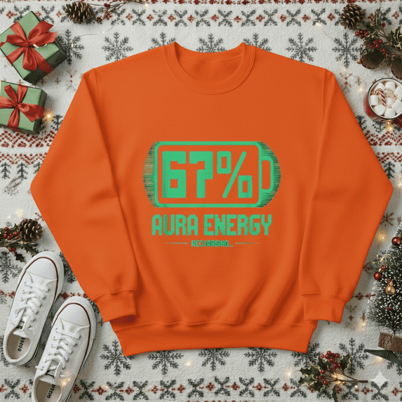 67 Percent Aura Energy Battery Meter Funny Gen Alpha Humor Sweatshirt ...