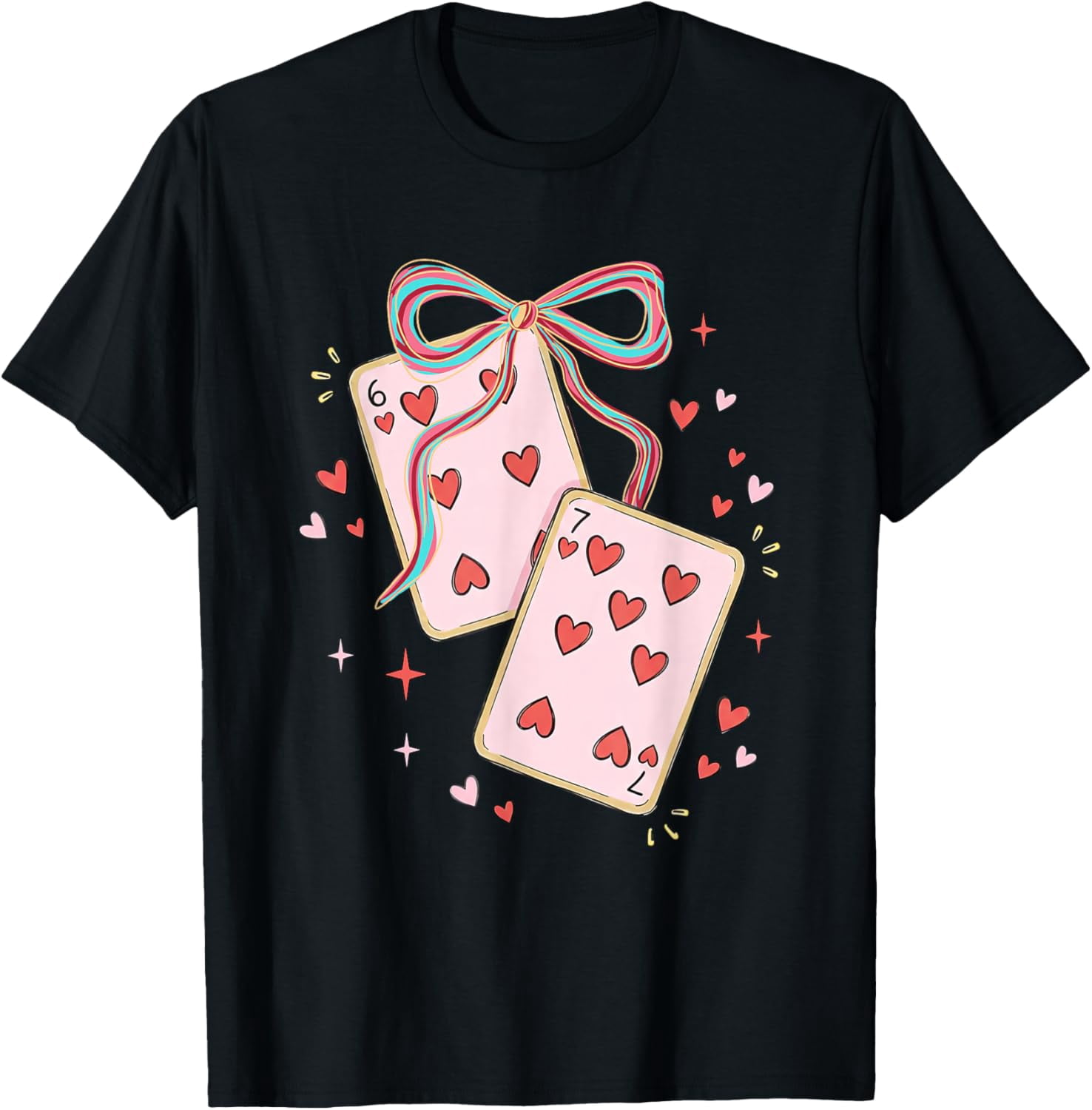 67 Playing Card Valentine Six Seven Coquette Bow Women T-Shirt ...