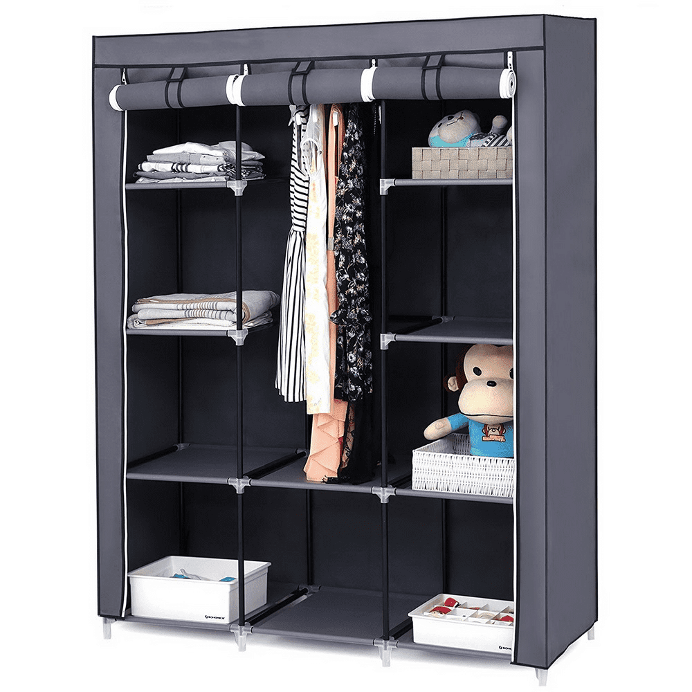 67" Portable Closet Organizer with 10 Shelves, Easy Assembly Wardrobe ...