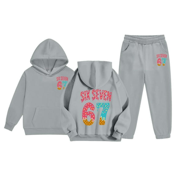 67 Print Girls Sweatsuits Hoodie Jogger Casual Comfortable Daily Wear ...