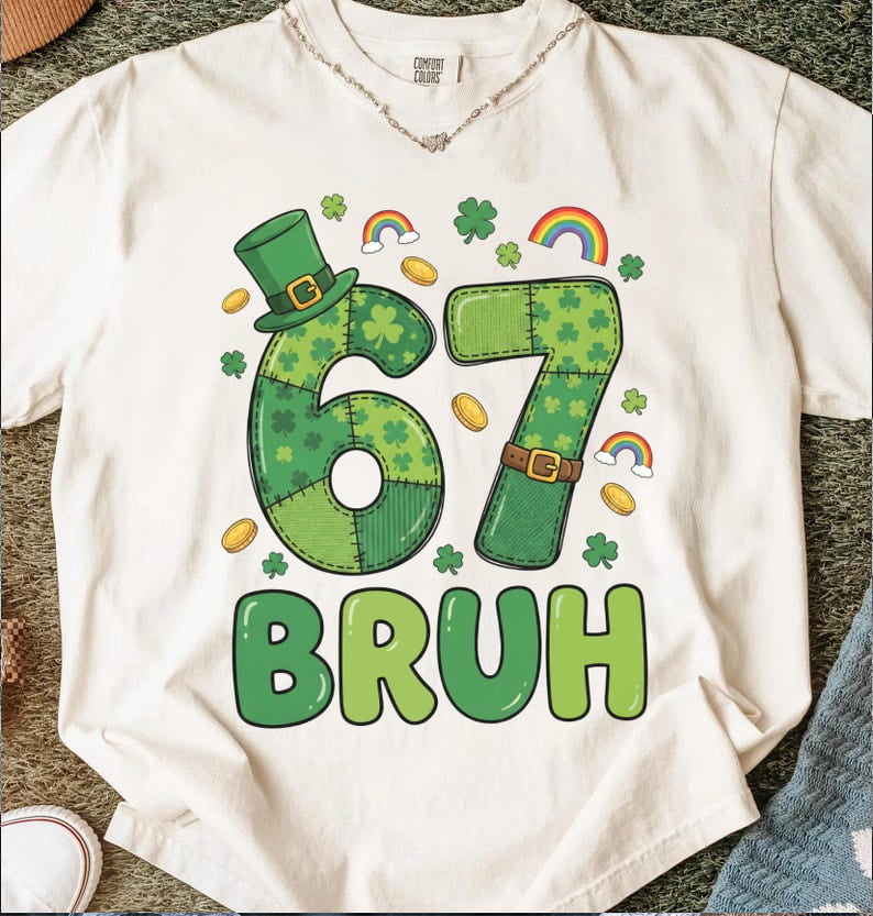 67 Shamrock Rainbow Shirt, St Patricks Day Clover Graphic Tee, Irish ...