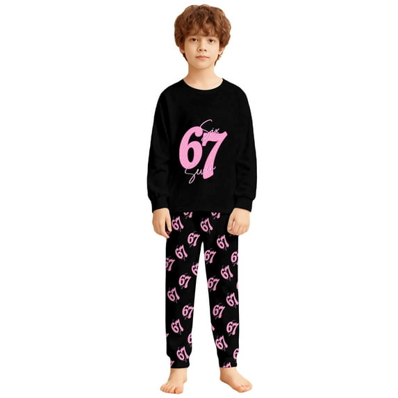 67 Shirt And Pants Set Floral Print 6 7 Meme Long Sleeve 2Pcs Clothes ...