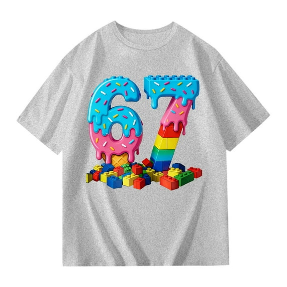 67 Shirt Boys, Kids Tshirt Crew Neck Y2k T Shirt Short Sleeve 6 7 Meme ...