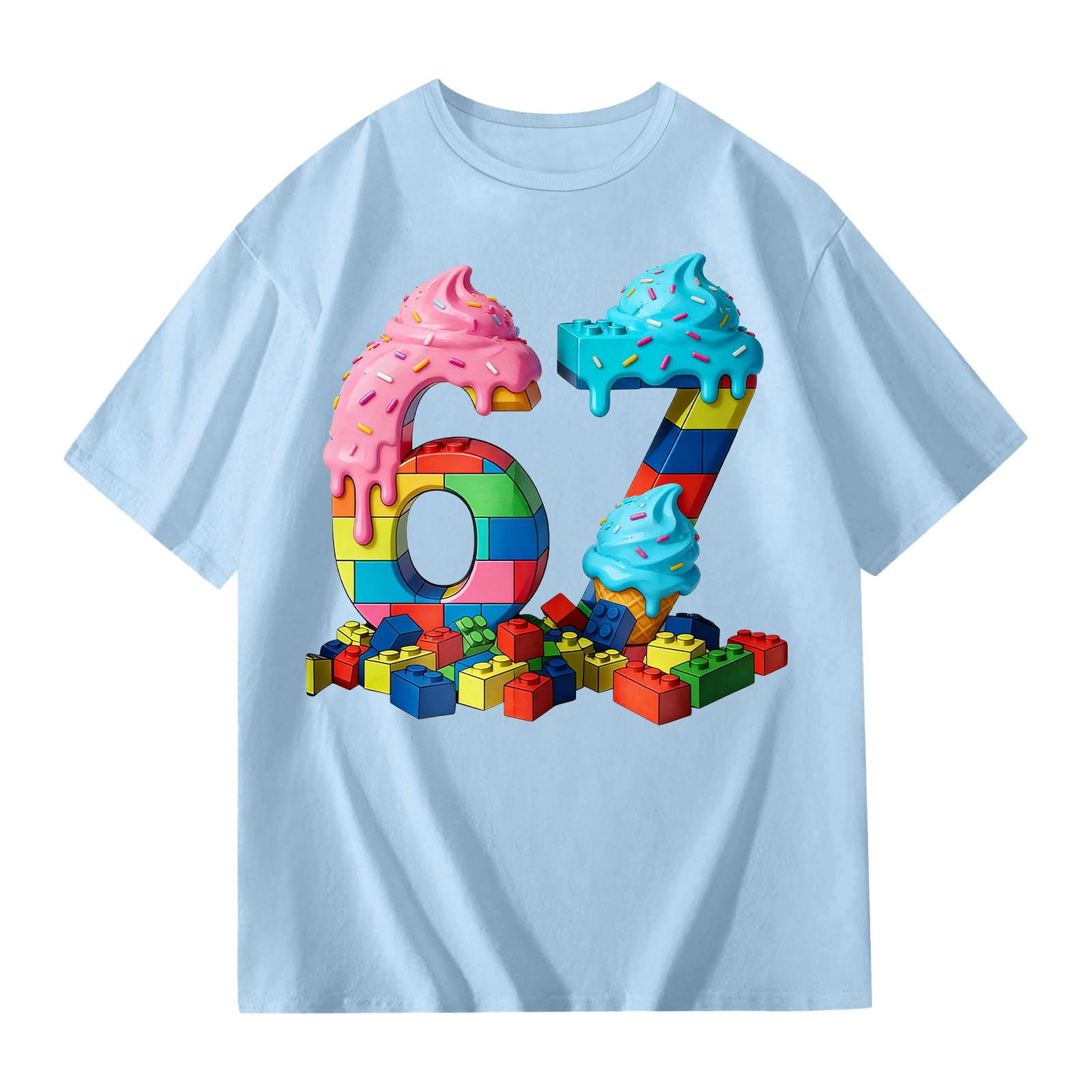 67 Shirt , Girls T Shirt Crewneck Short Sleeve Tops 6 7 Meme Summer ...