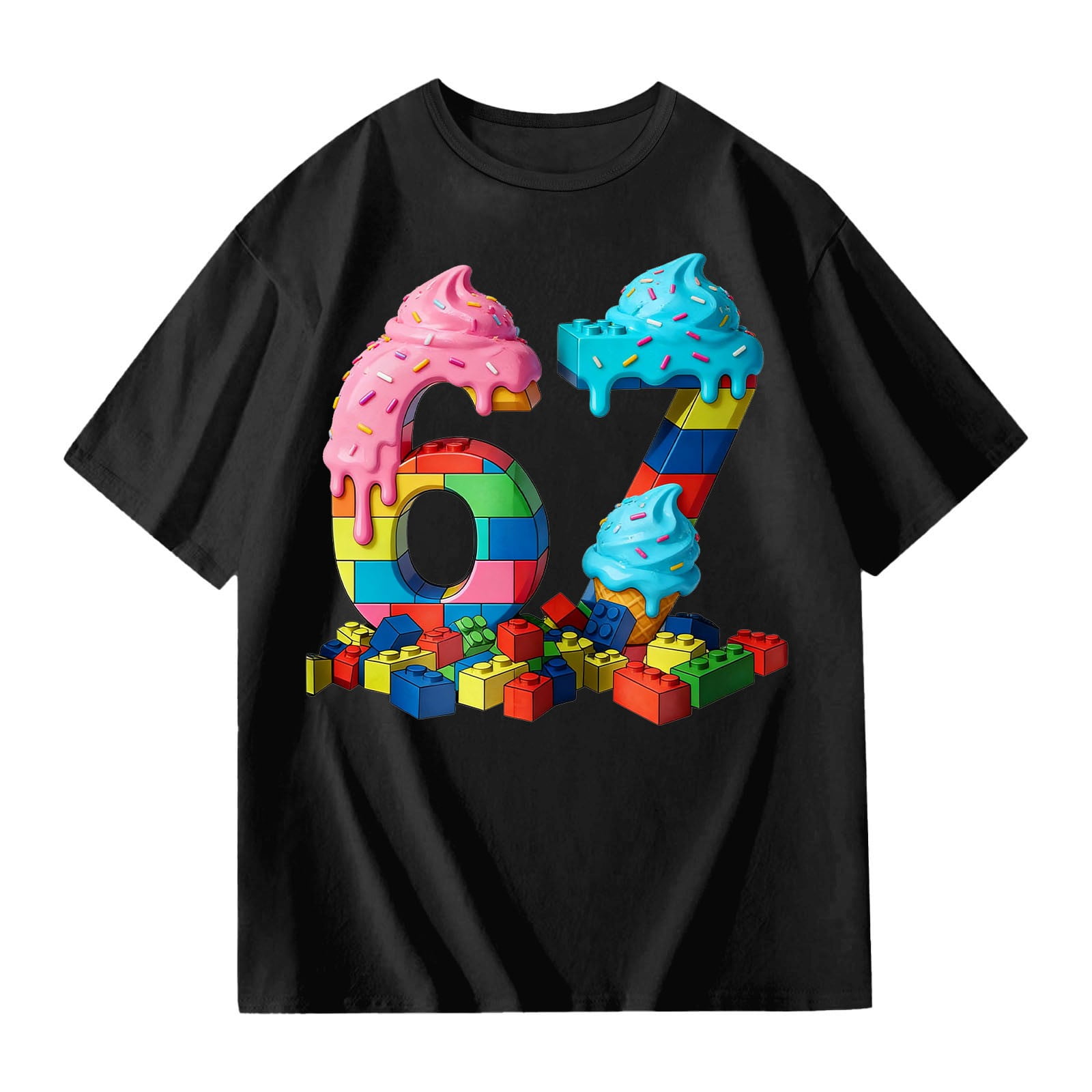 67 Shirt Kids,Girls Toddler Little Kids Cute Cartoon Ice Cream Print ...