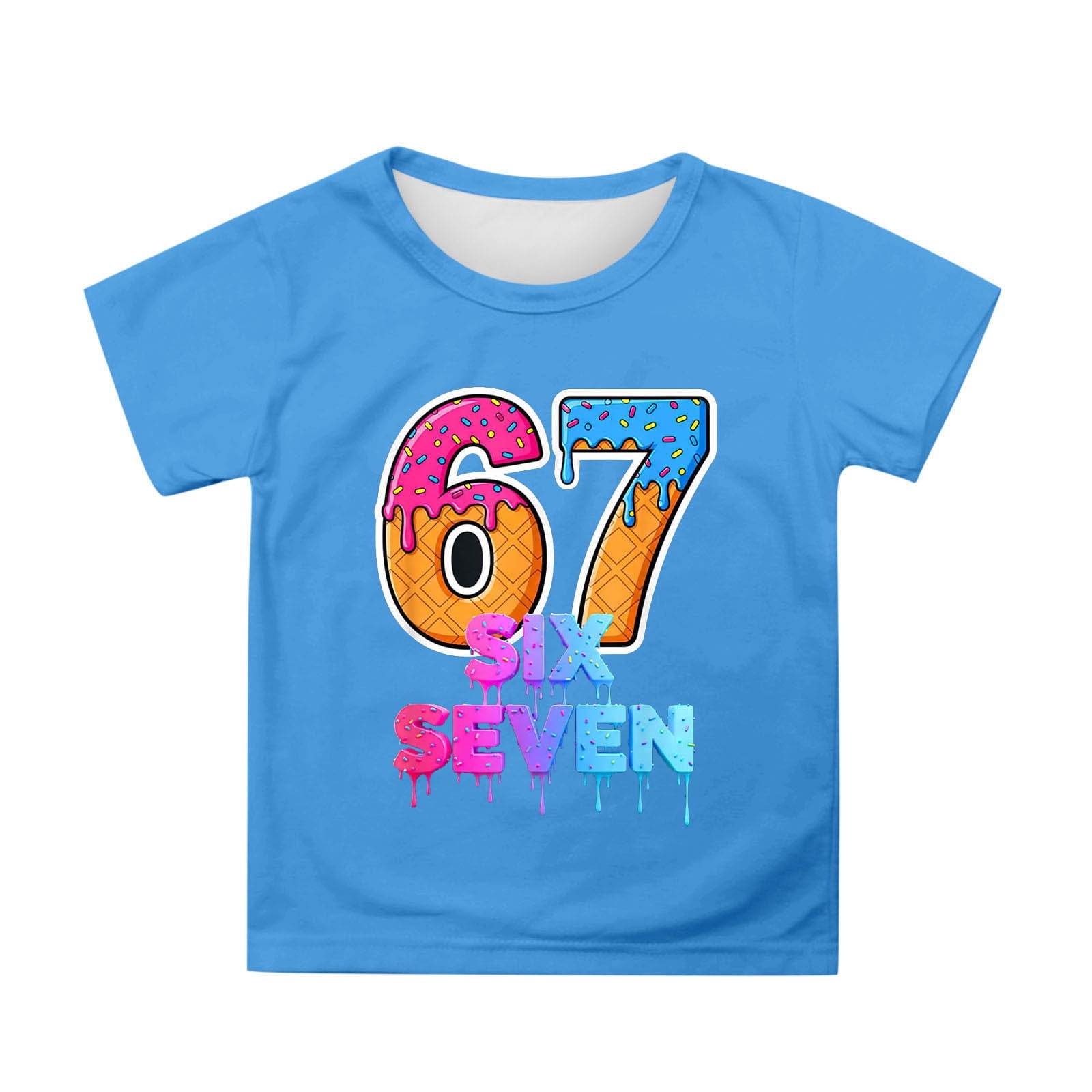 67 Shirt Kids Ice Cream Drip Cool Funny Number 6 7 T-Shirts Six Seven ...