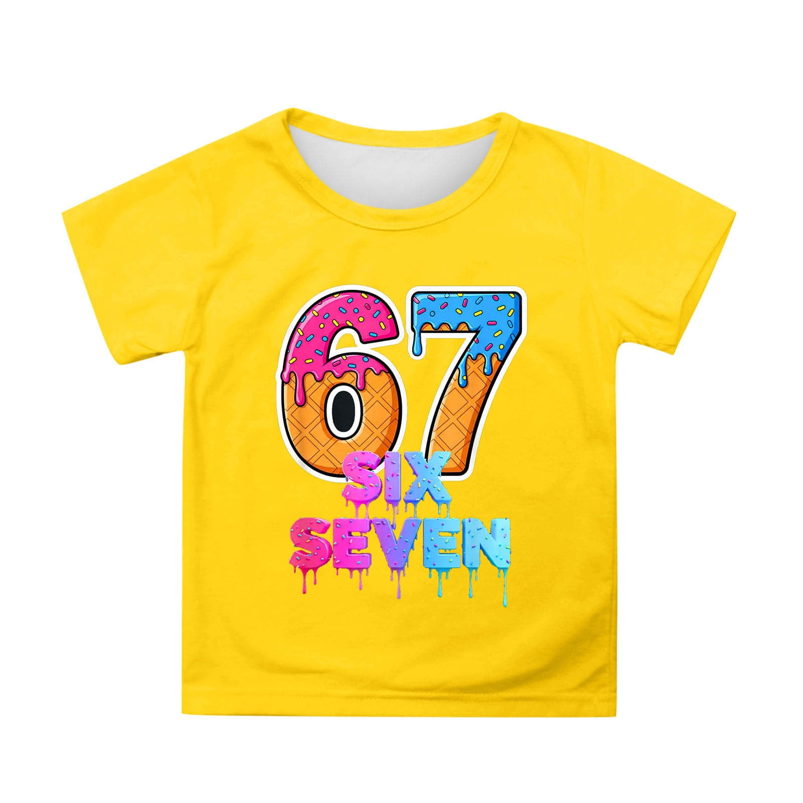 67 Shirt Kids Ice Cream Drip Cool Funny Number 6 7 T-Shirts Six Seven ...