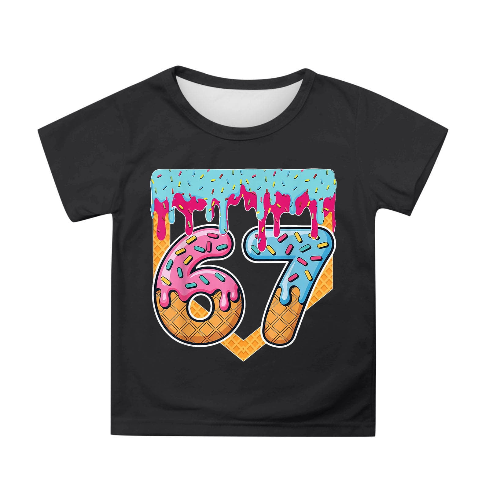 67 Shirt Kids Ice Cream Drip Cool Funny Number 6 7 T-Shirts Six Seven ...