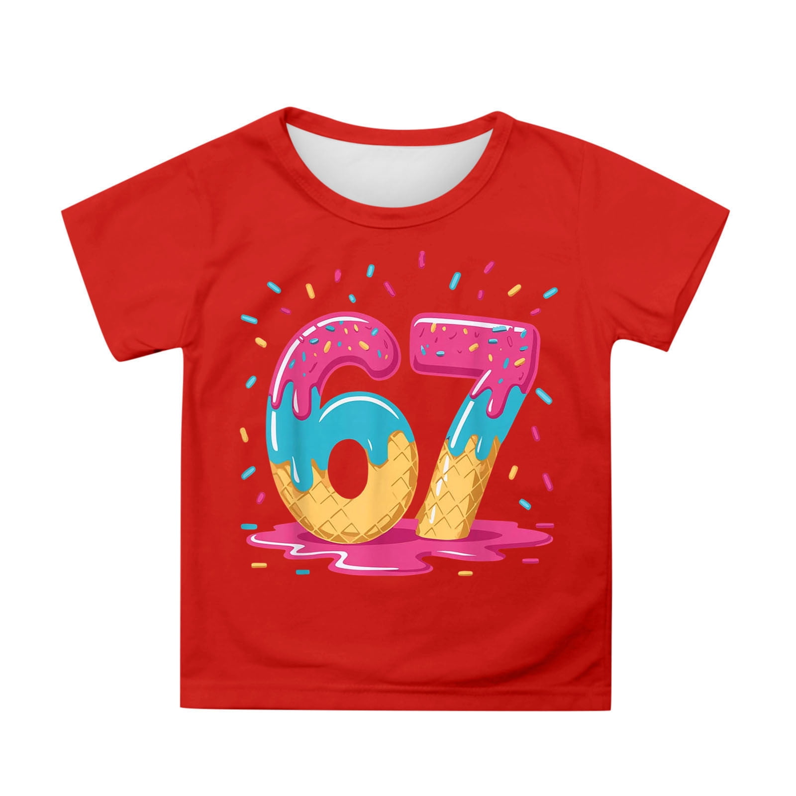 67 Shirt Meme , Shirts for Girls Crew Neck Y2k T Shirt Short Sleeve 6 7 ...