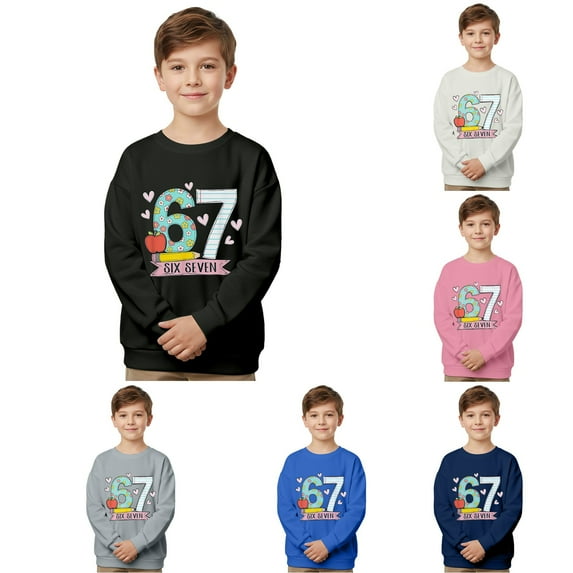 67 Shirt Six Seven 6 7 Meme Sweatshirt Kids Crewneck Soft Casual Long ...