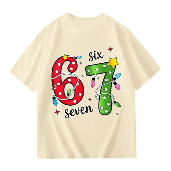 67 Shirt White , Boys T Shirt Crewneck Short Sleeve Tops 6 7 Meme ...