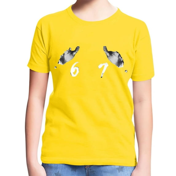 67 Shirt White , Shirts for Girls Crewneck Y2k T Shirt Short Sleeve 6 7 ...