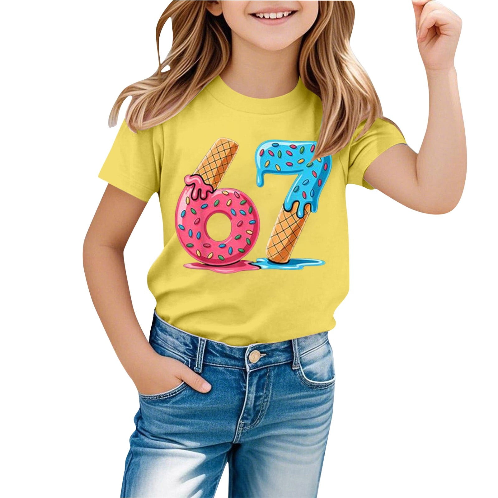 67 Shirt Youth , Kids T Shirts Girls Crew Neck Short Sleeve 6 7 Meme ...