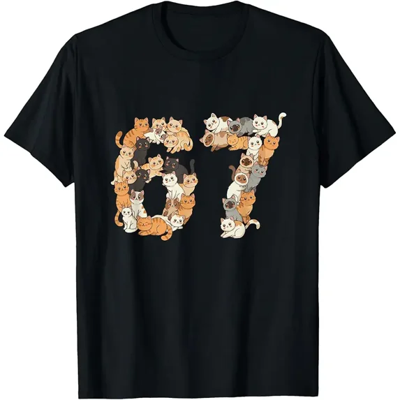 67 Shirt with Cats Meme Boys Girls Kittens 67 Cat Six Seven T-Shirt ...