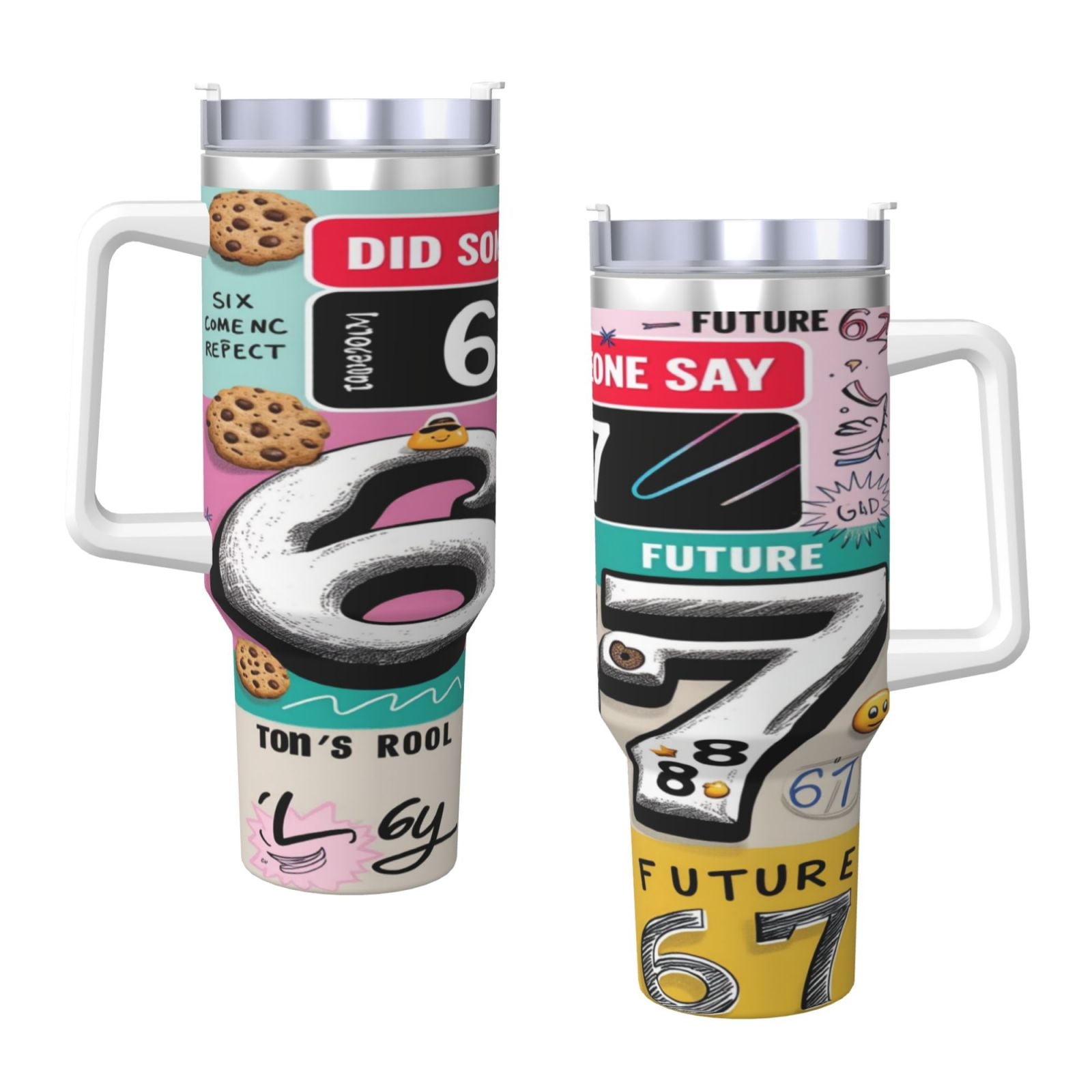 67 Six Seven 40 Oz Tumbler With Handle And Straw Double Wall Stainless Steel Sublimation Tumbler ...