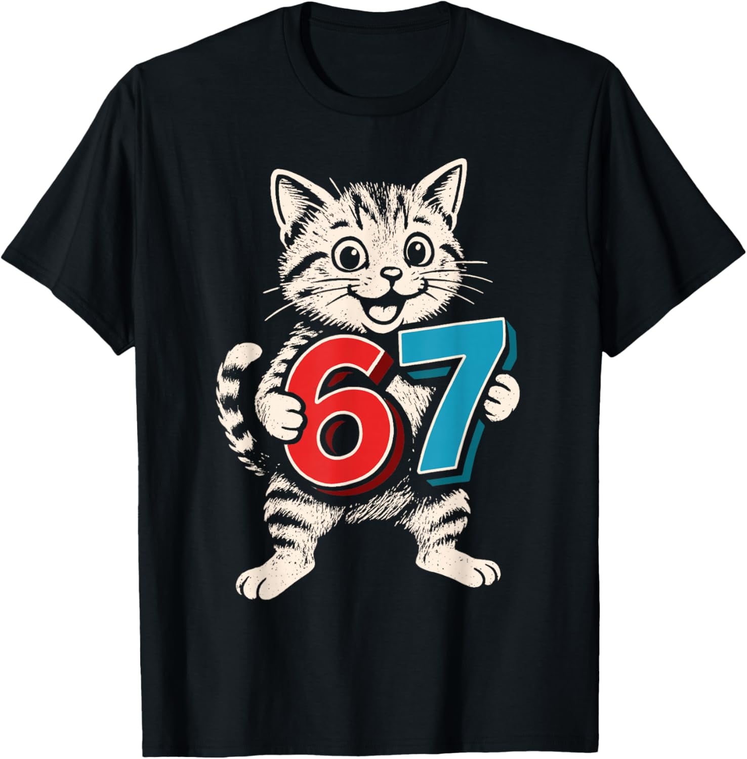 67 Six Seven 6 7 Cat Funny T-Shirt - Walmart.com