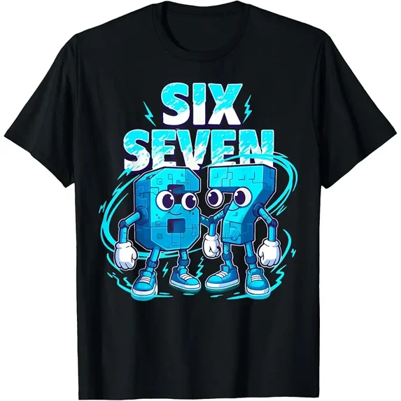 67 Six Seven 6-7 Funny Brainrot Meme Teens Gen Alpha Kids T-Shirt ...