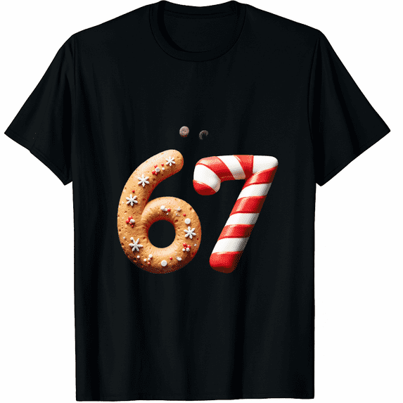 67 Six Seven 6-7 Gingerbread Candy Cane Christmas Meme T-Shirt (Men's ...