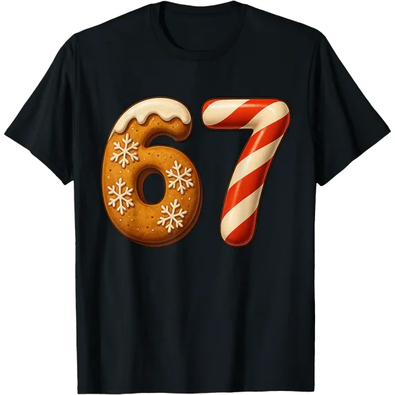 67 Six Seven 6-7 Gingerbread Candy Cane Krismast T-Shirt - Walmart.com