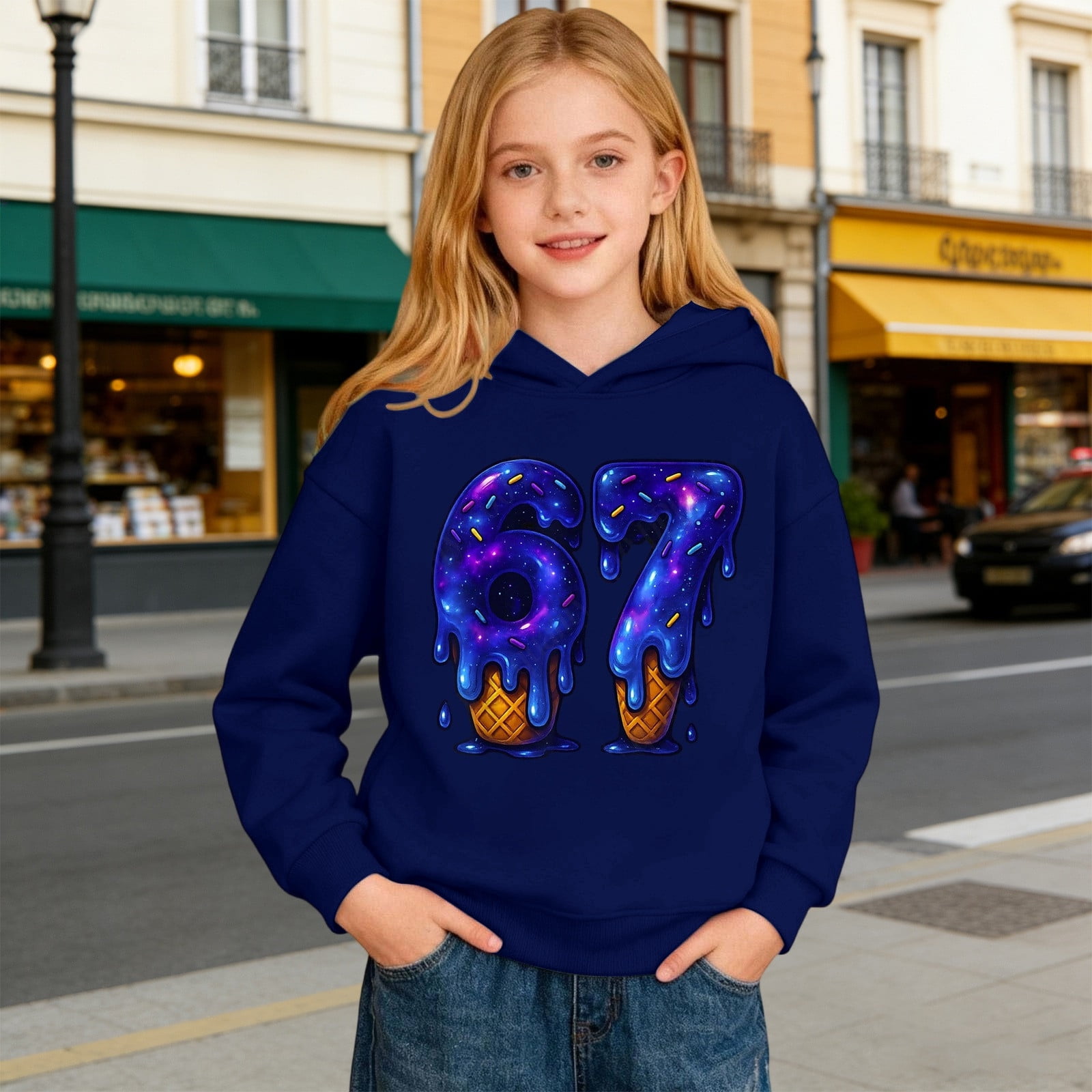 67 Six Seven 6 7 Hoodie Girls Graphic Print Hooded Pullover Soft Kids ...